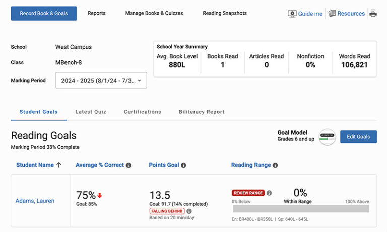 Easier access to the Accelerated Reader Record Book | Renaissance